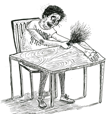 jenkem cutting arm tattoo illustration - Jenkem Magazine